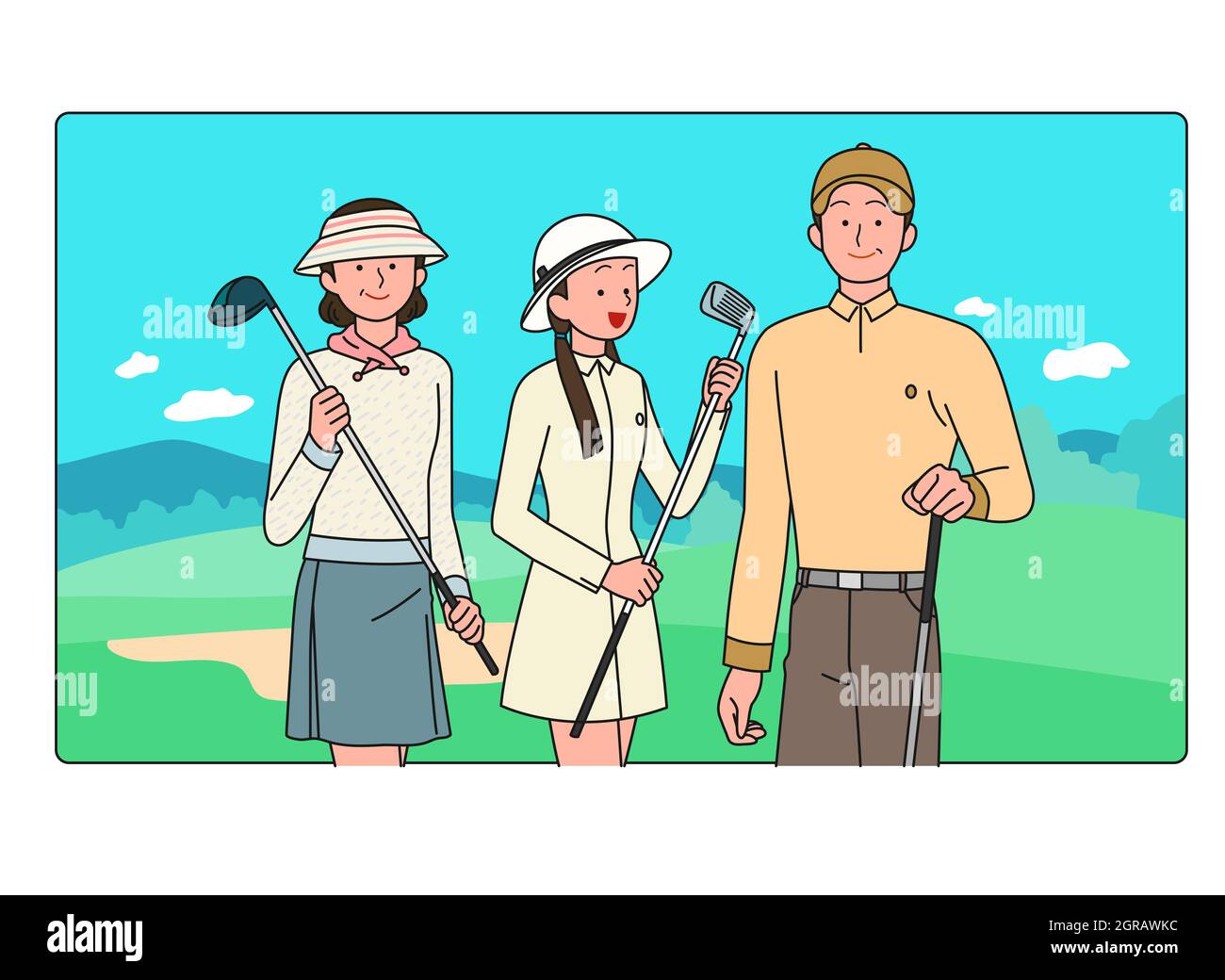 family, parents and daughter playing golf Stock Photo - Alamy