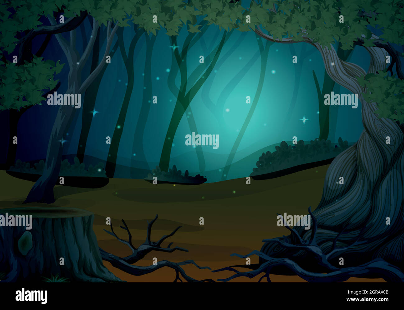 Night scene in summer Stock Vector Images - Alamy