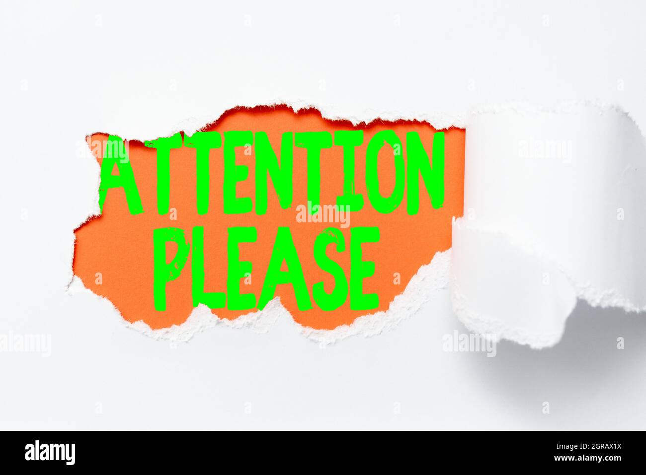 Hand writing sign Attention Please. Word for Asking showing to focus ...