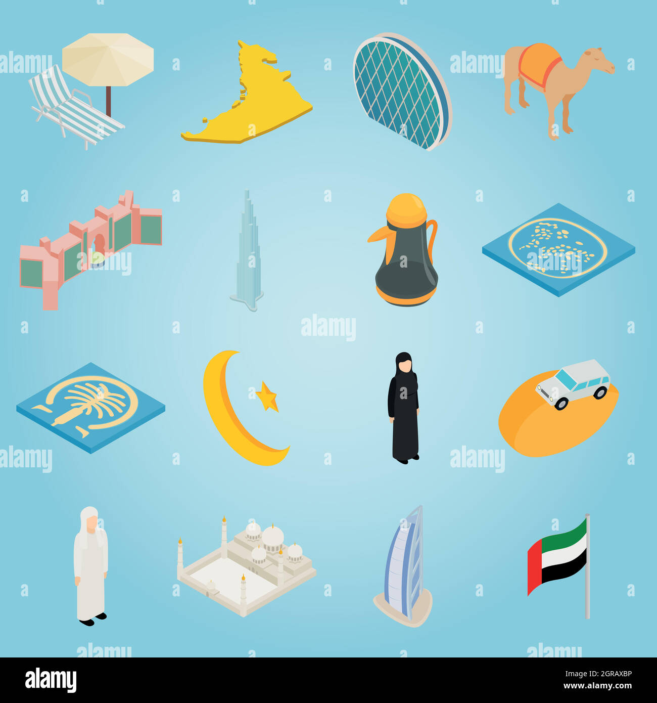 UAE set icons, isometric 3d style Stock Vector Image & Art - Alamy