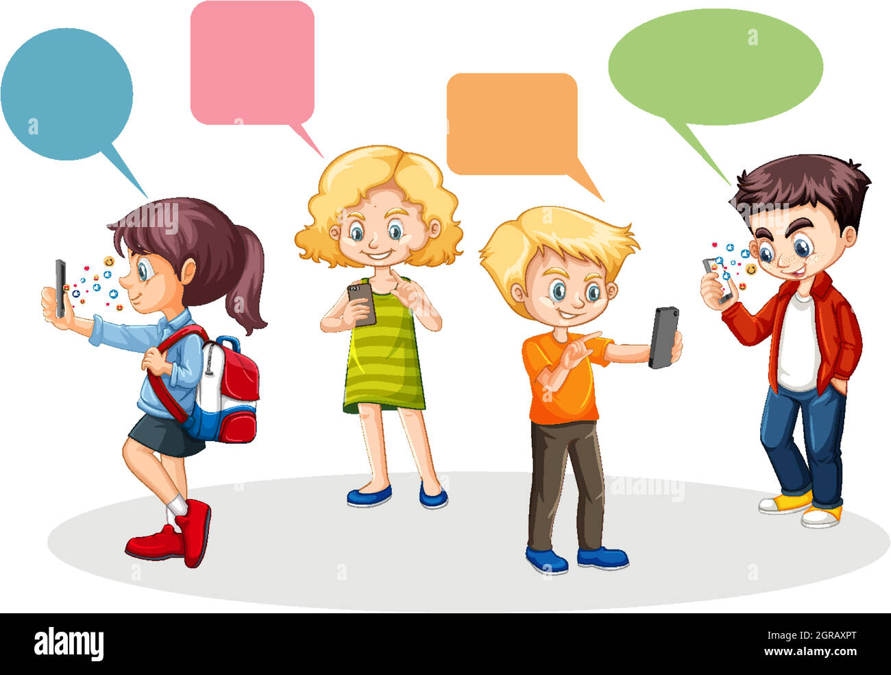 People using smart phone with thinking blank banner theme isolated on ...