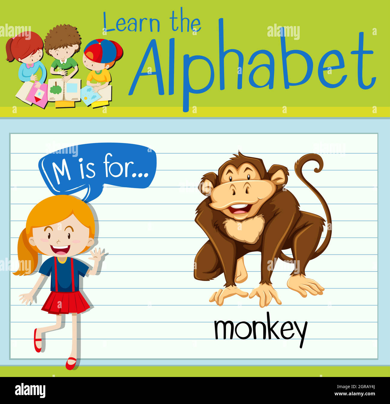 Flashcard letter M is for monkey Stock Vector Image & Art - Alamy