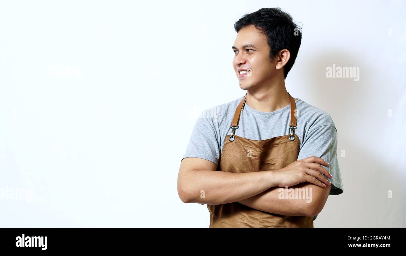 Barista Pose On White Background Stock Photo - Alamy