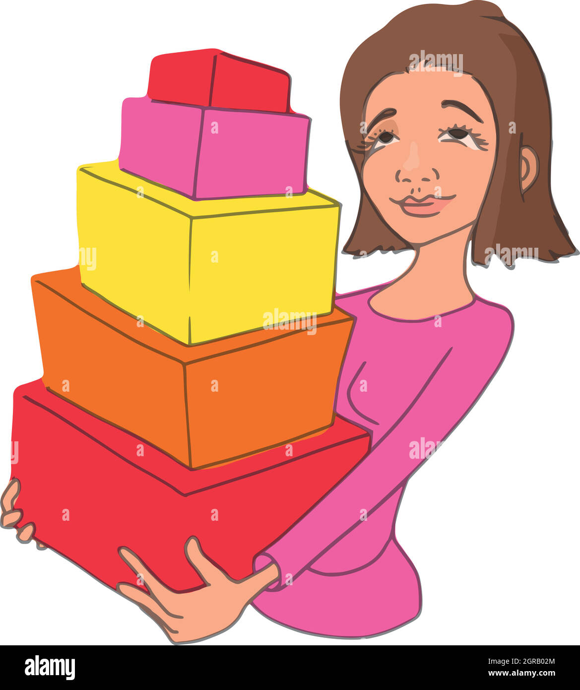 Girl with purchases icon, cartoon style Stock Vector Image & Art - Alamy