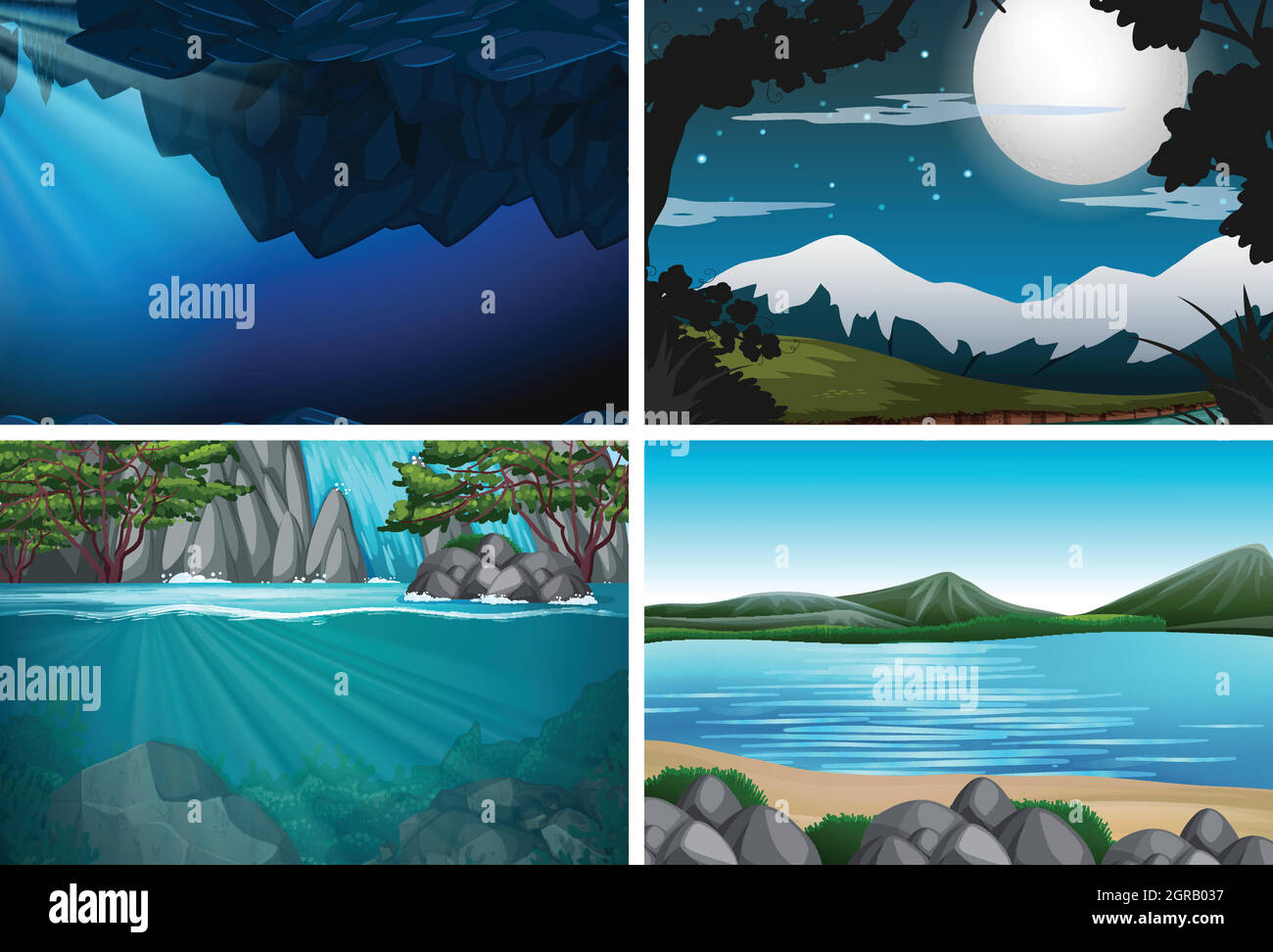 Set of nature with water landscape Stock Vector Image & Art - Alamy
