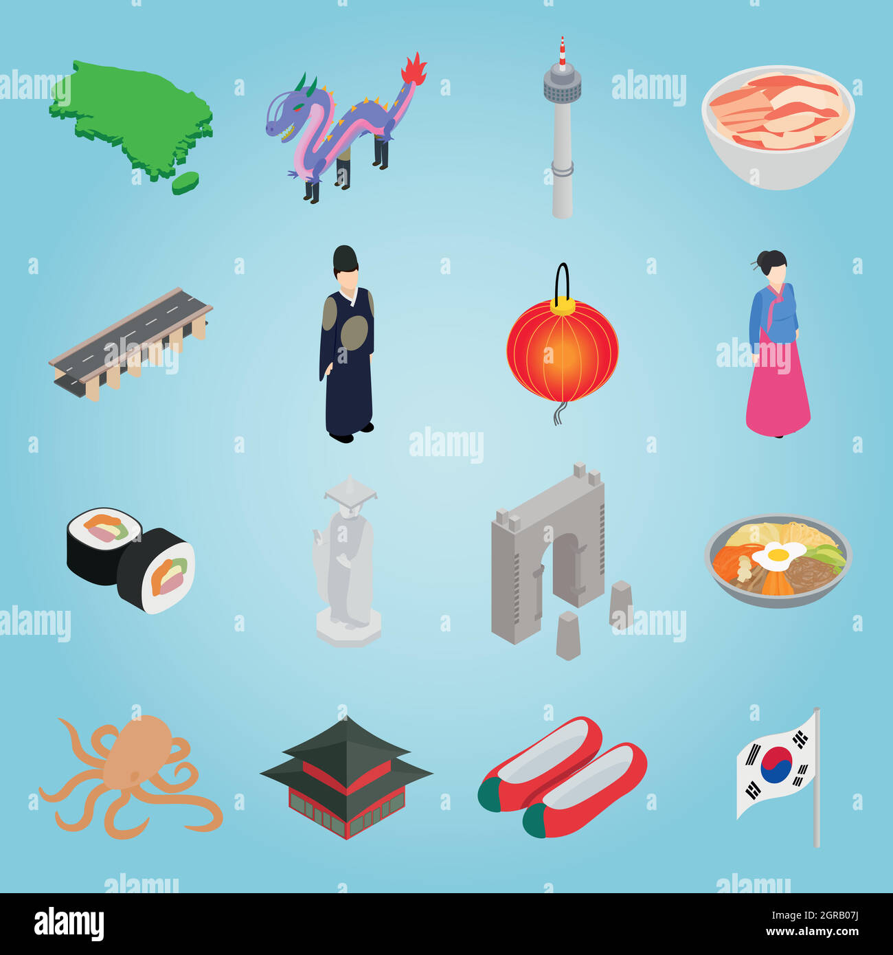 South Korea set icons, isometric 3d style Stock Vector Image & Art - Alamy