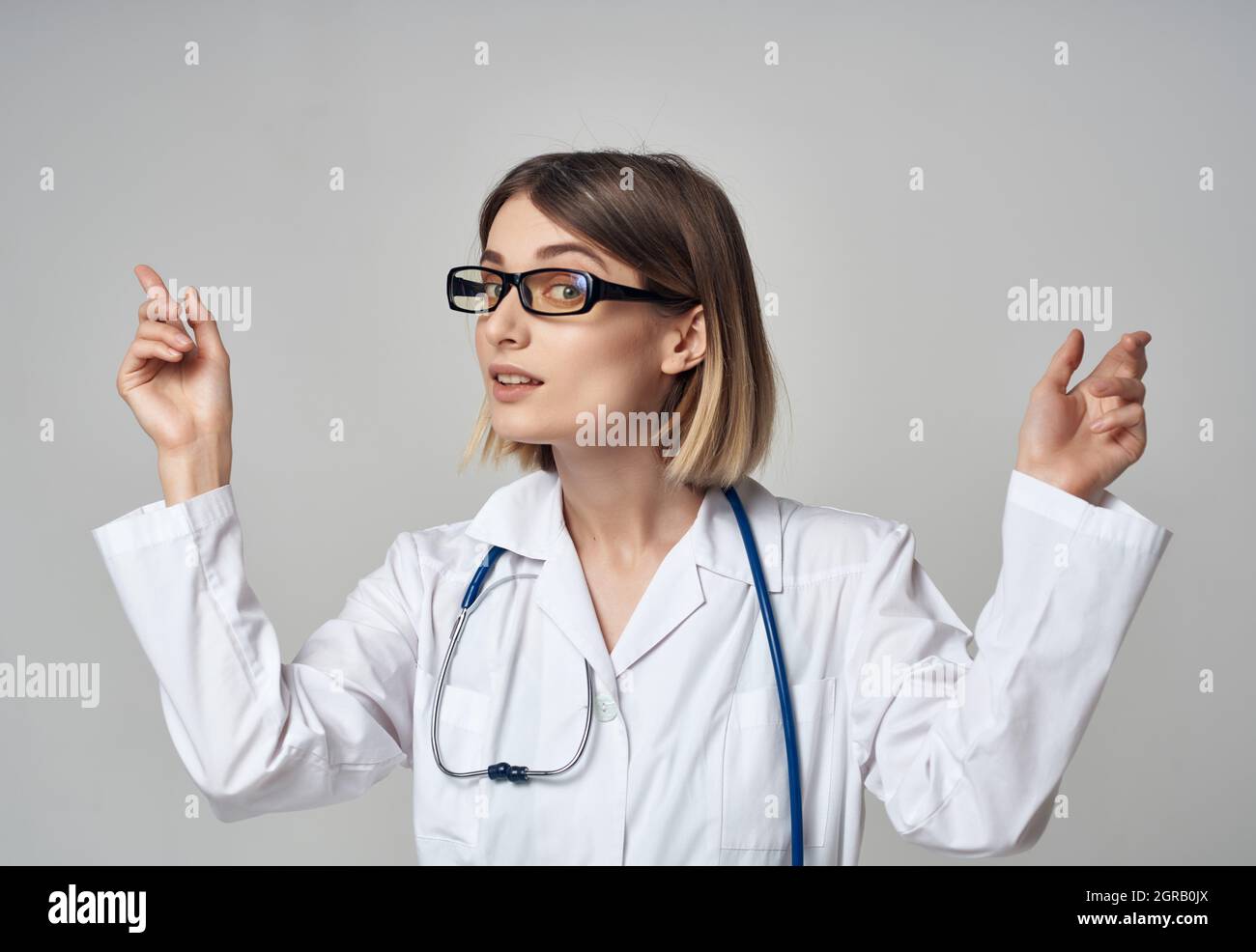 doctor with stethoscope isolated background Stock Photo - Alamy