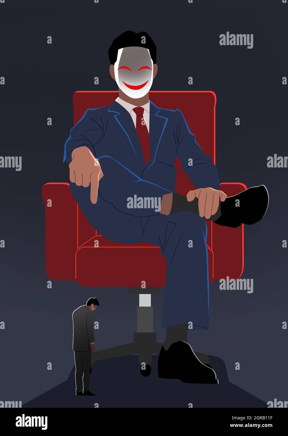 abuse of power, boss at work with two face Stock Photo - Alamy