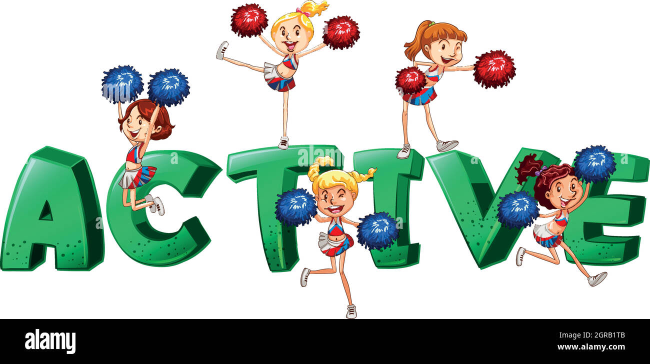 Font design for word active with cheerleaders in background Stock ...