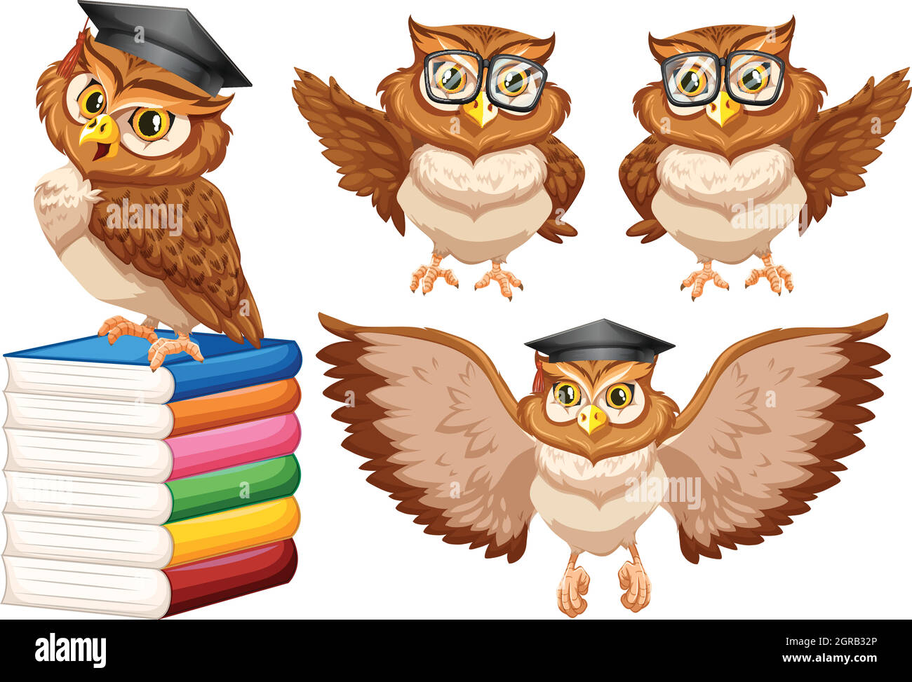 Owls wearing glasses and cap Stock Vector Image & Art - Alamy