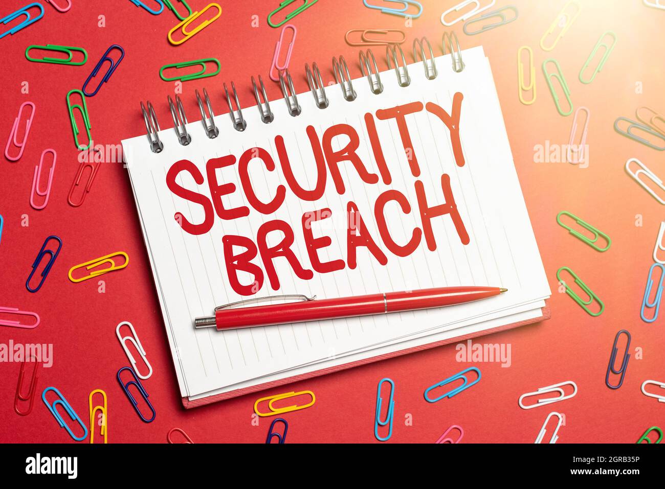 Text caption presenting Security Breach. Concept meaning incident that ...