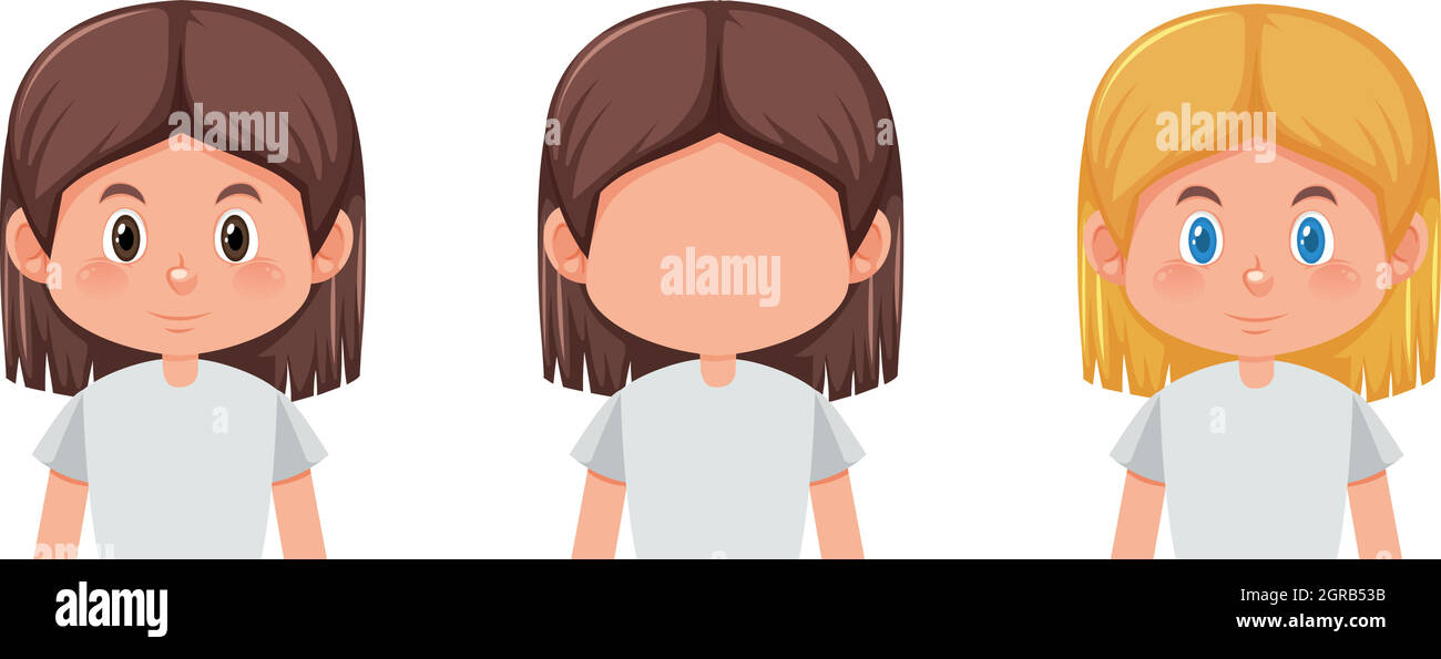 Set of girl with different hair color Stock Vector Image & Art - Alamy