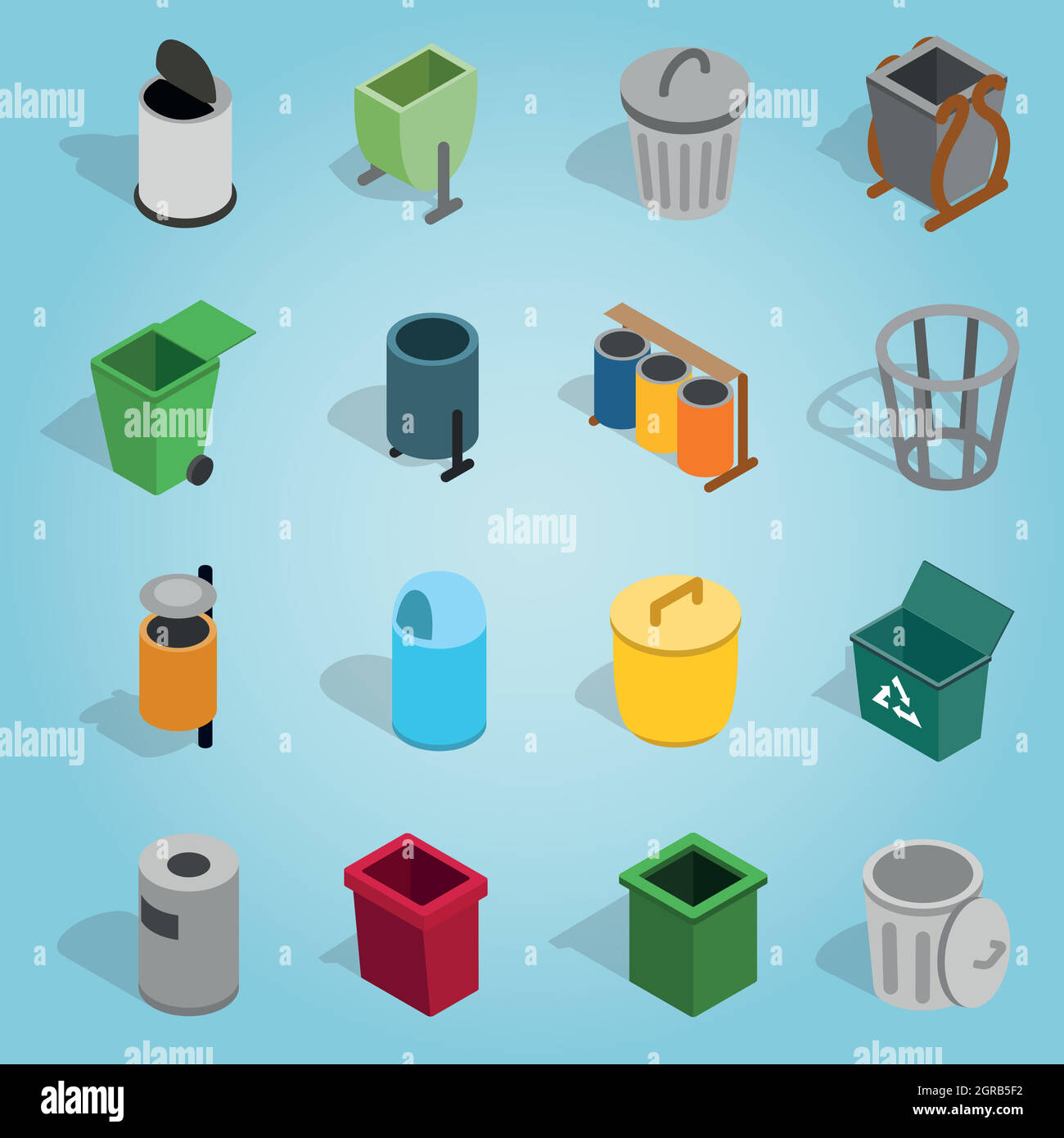 Green trash bin full Stock Vector Images - Alamy