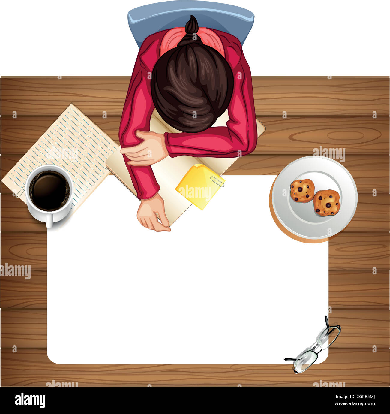 Illustration girl table on Stock Vector Images - Alamy