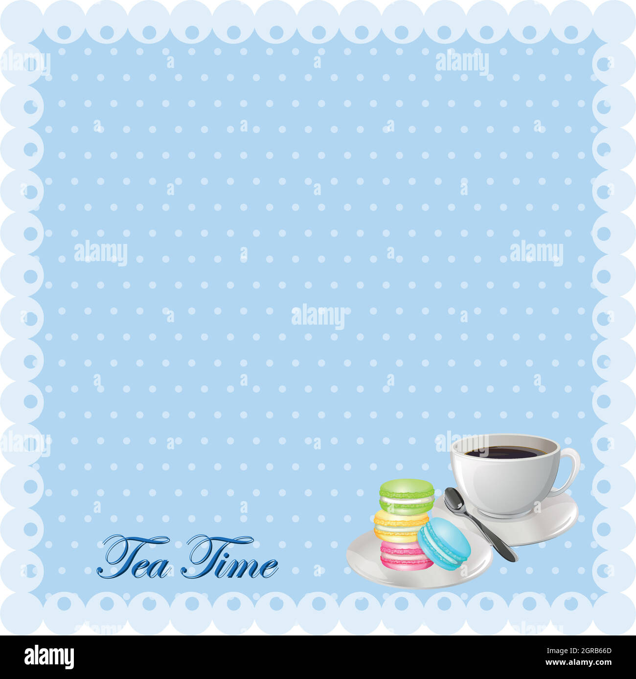 Border design with tea and macaron Stock Vector Image & Art - Alamy