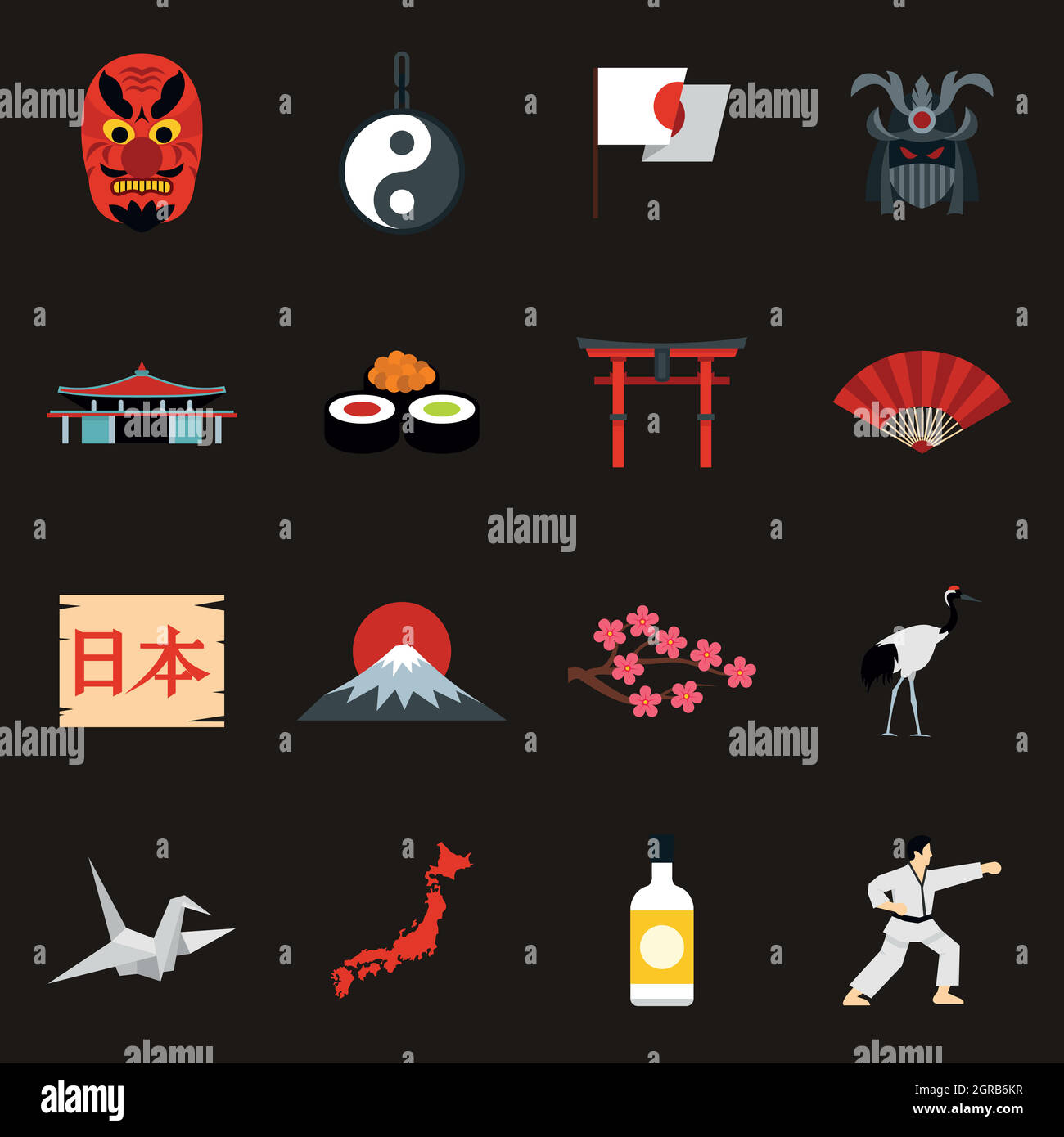 Japan icons set, flat style Stock Vector Image & Art - Alamy