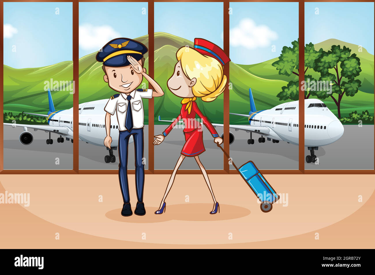 Cabin crew at airport Stock Vector Image & Art - Alamy