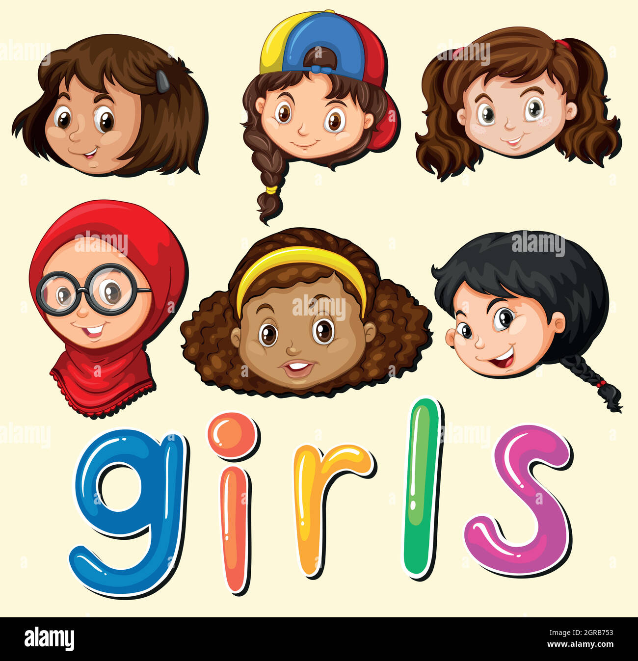 Girls with happy face Stock Vector Image & Art - Alamy