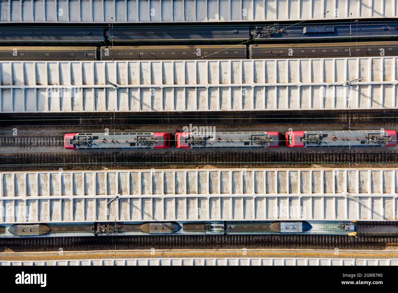 Drone view passenger train hi-res stock photography and images - Alamy