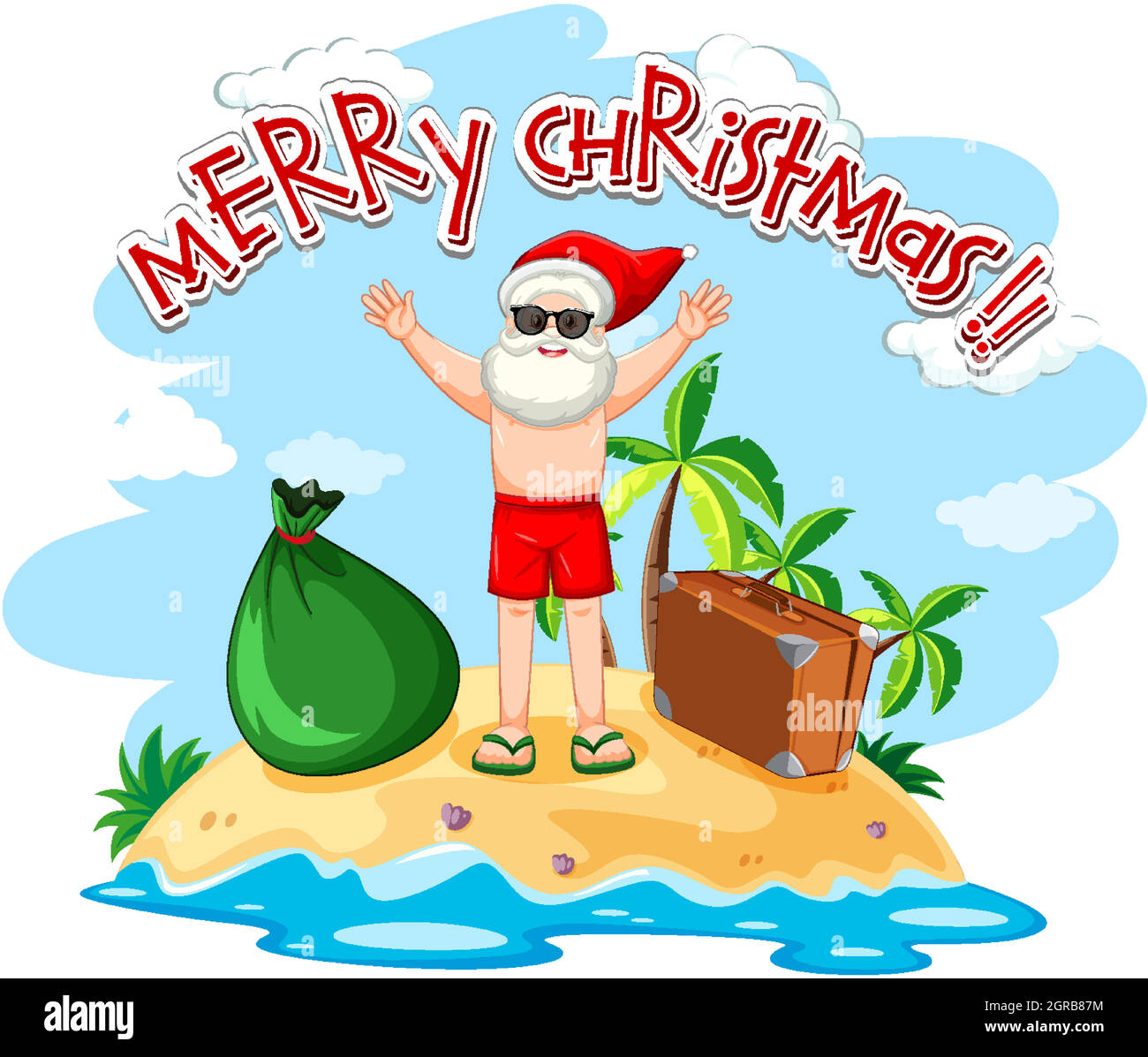 Santa Claus on the beach island for Summer Christmas Stock Vector Image ...