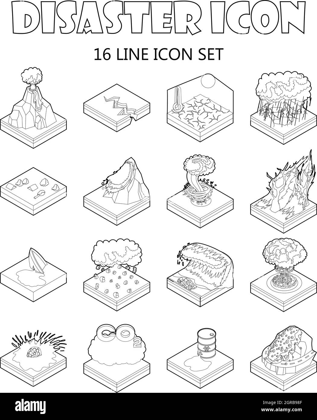 Disaster icons set, outline style Stock Vector Image & Art - Alamy