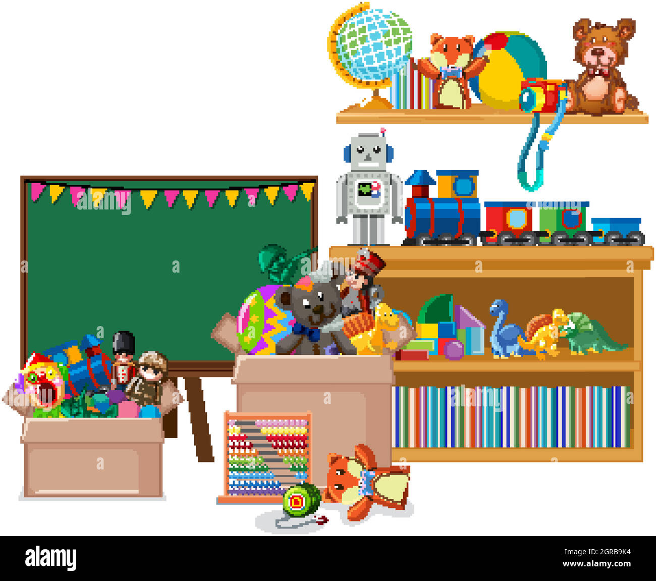 Room with blackboard and many toys Stock Vector Image & Art - Alamy