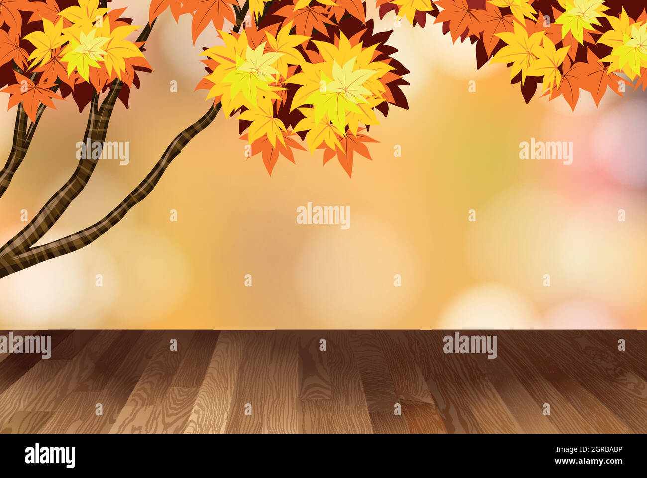 Background design with yellow leaves on tree Stock Vector Image & Art ...