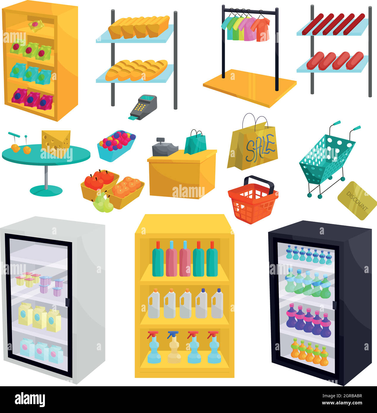Supermarket icons set, cartoon style Stock Vector Image & Art - Alamy