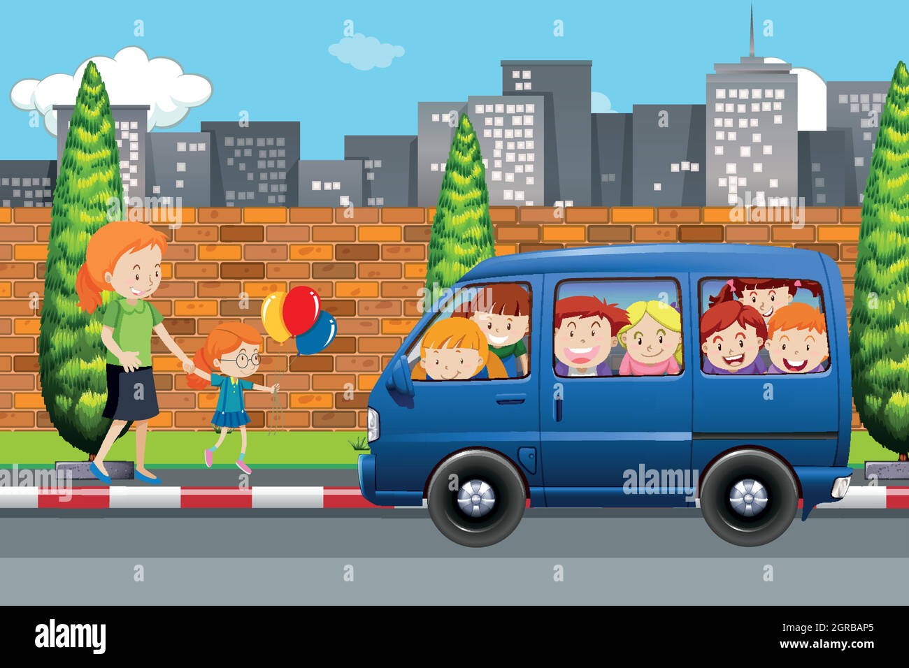 Children in a bus scene Stock Vector Image & Art - Alamy
