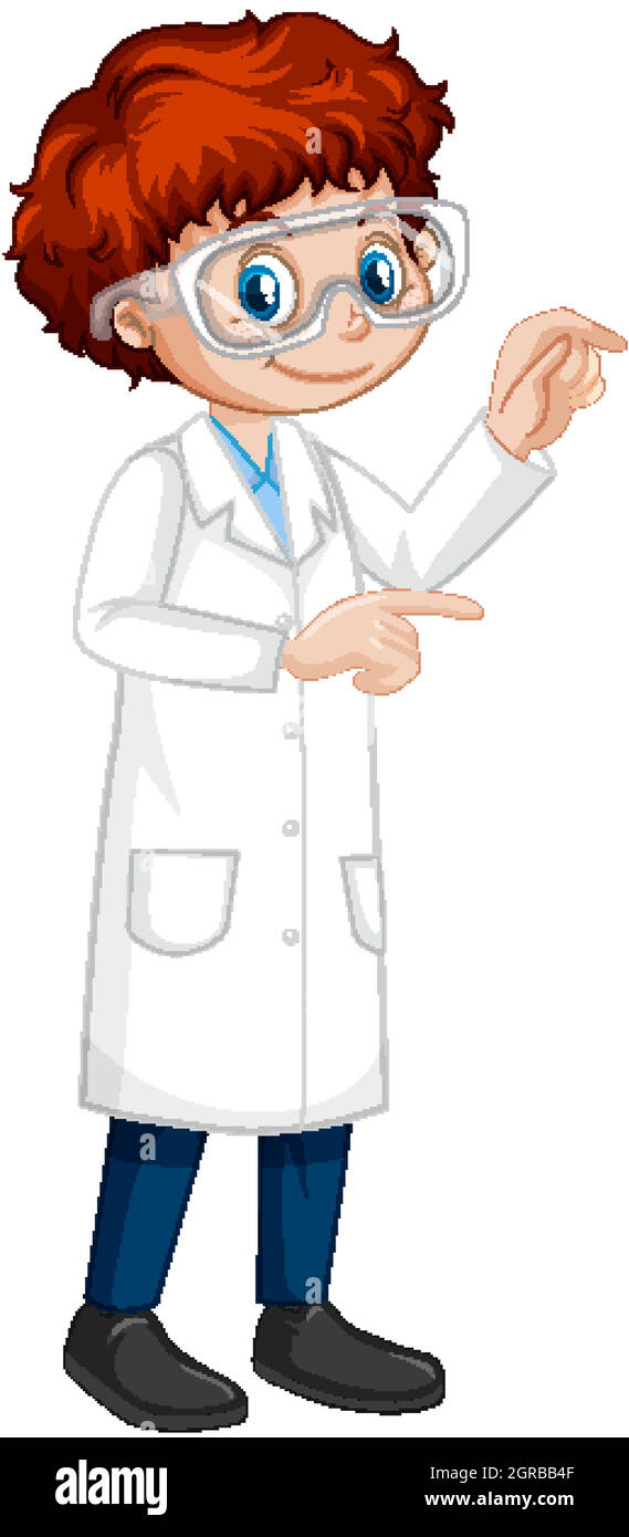 A boy cartoon character wearing laboratory coat Stock Vector Image ...