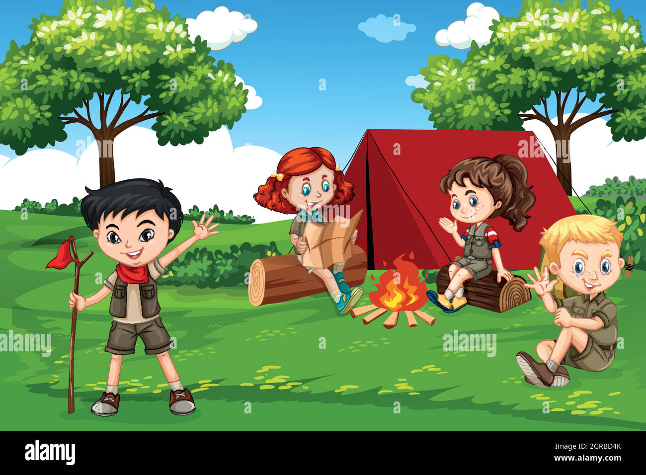 Kids Camping Clipart