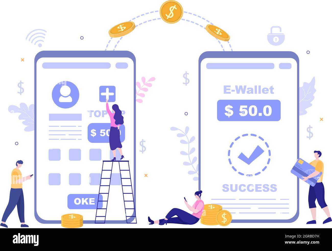 Top Up Add Your Money Balance Vector Illustration on Mobile Phone ...