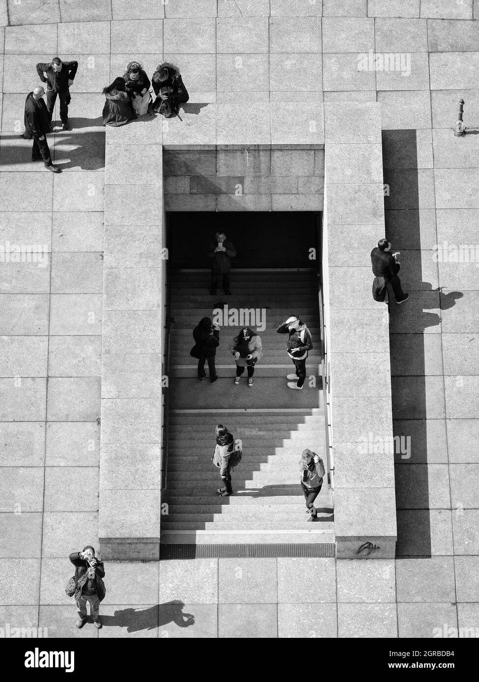 Group of people above view Black and White Stock Photos & Images - Alamy