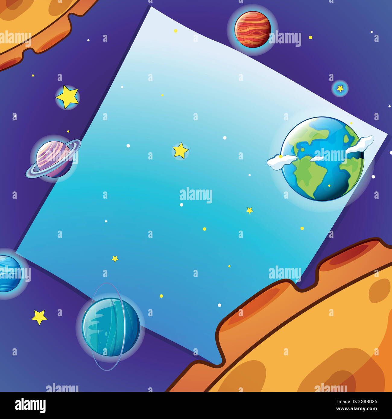 Border template with many planets in space Stock Vector Image & Art - Alamy
