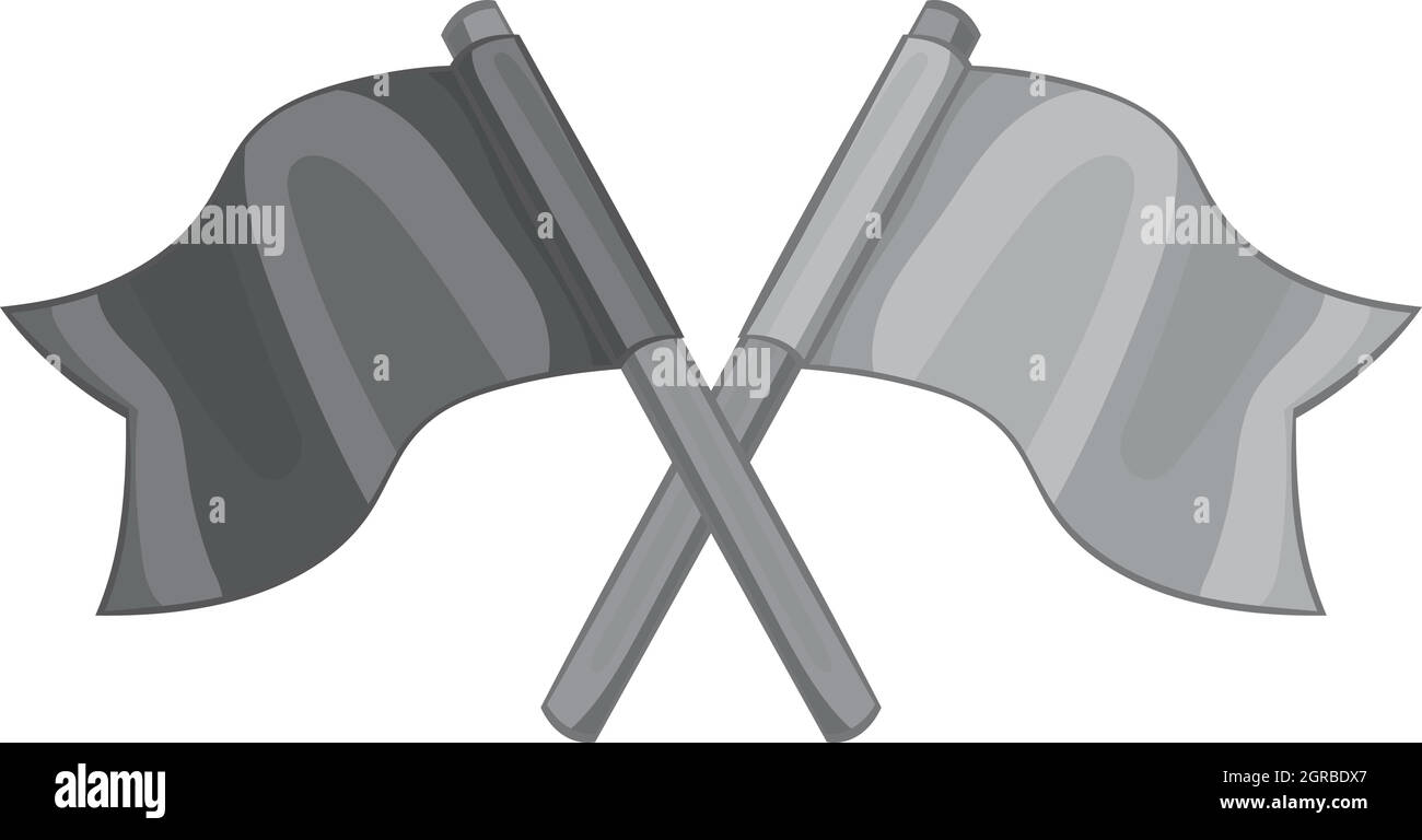 Two crossed flags icon, black monochrome style Stock Vector Image & Art ...