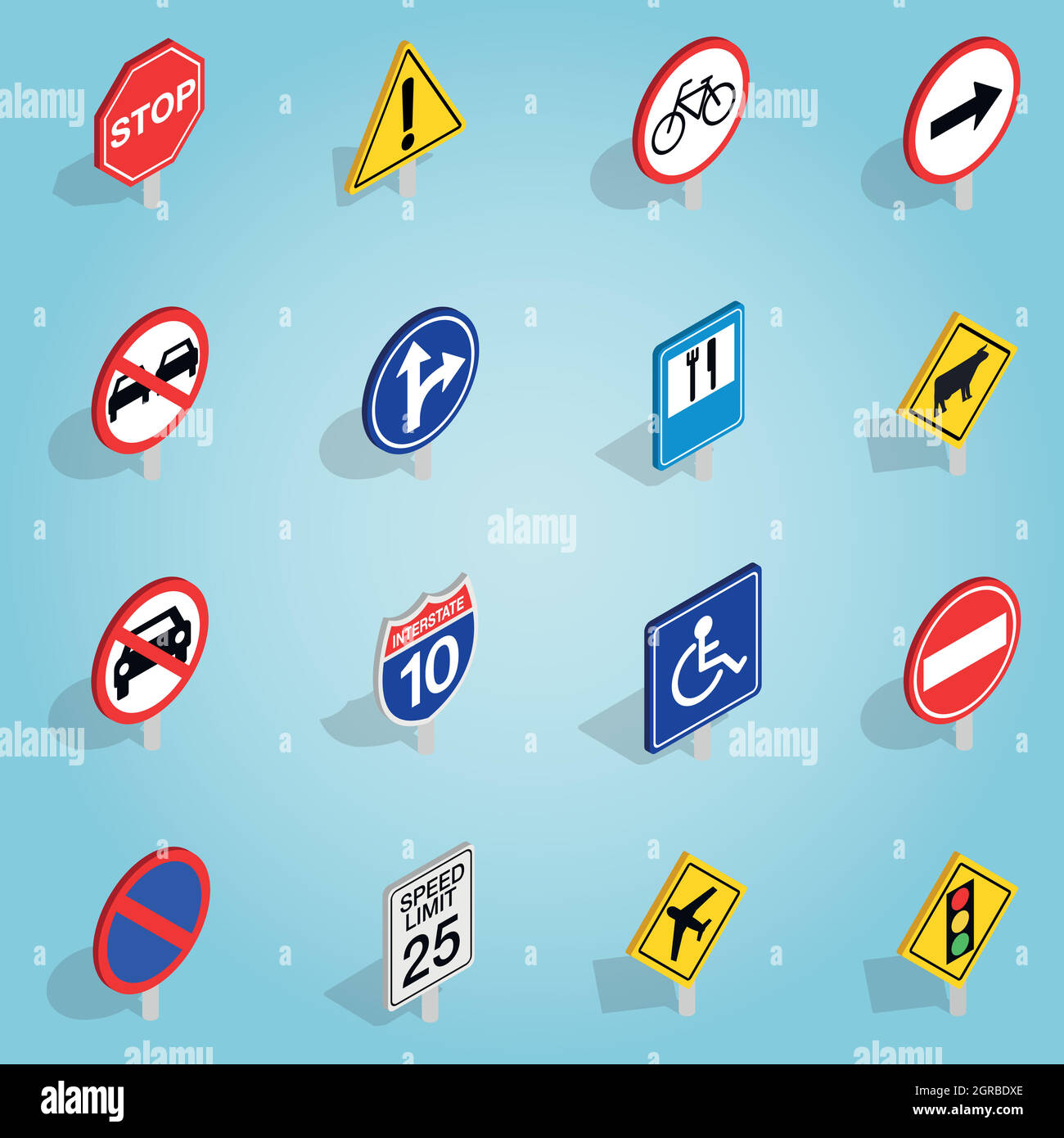 Road sign set icons, isometric 3d style Stock Vector Image & Art - Alamy