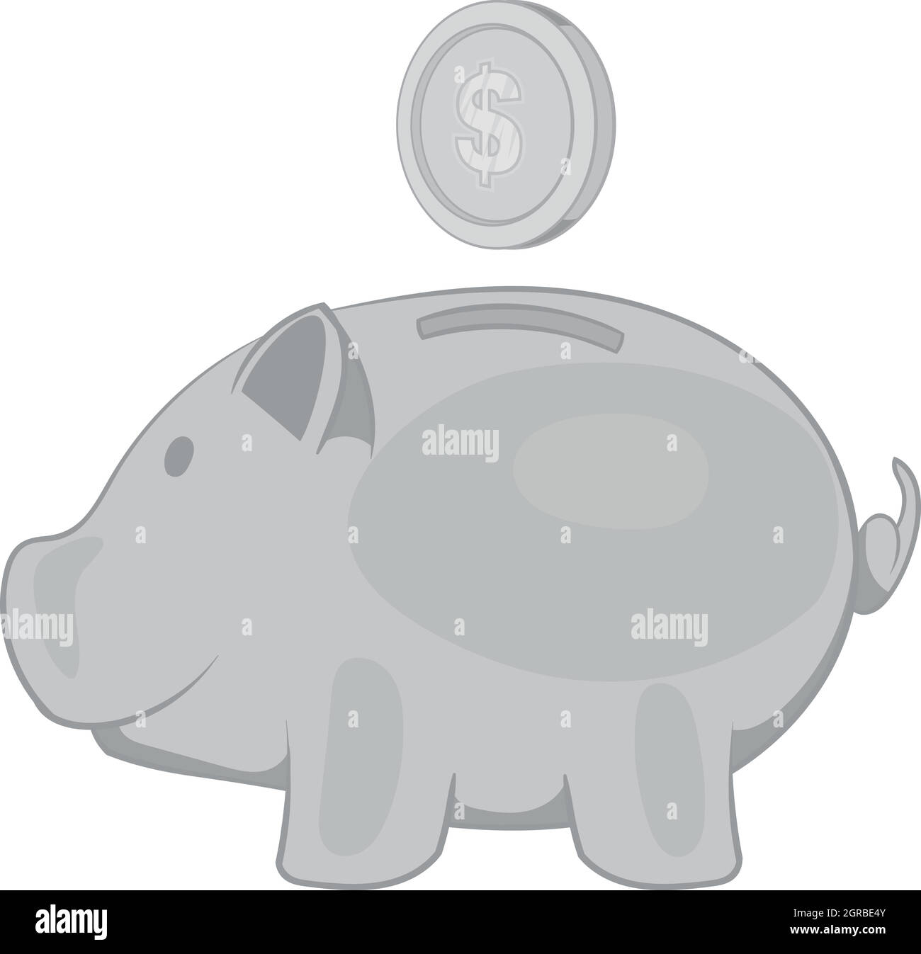 Piggy bank with coin icon, black monochrome style Stock Vector Image ...