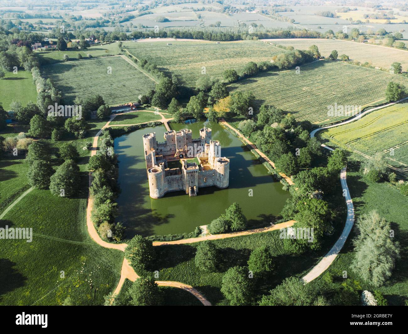 Bodiam castle aerial view hi-res stock photography and images - Alamy