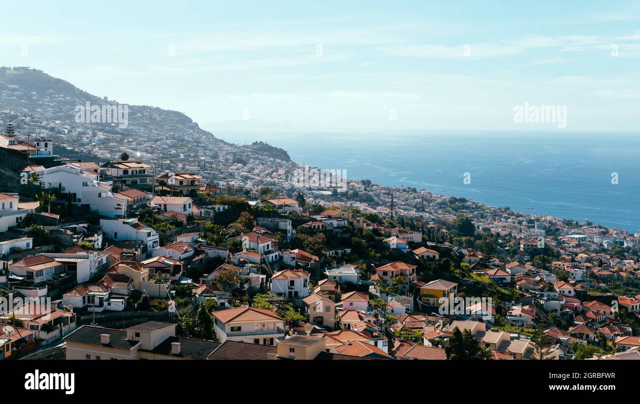 Portugal island madeira funchal city overview hi-res stock photography ...