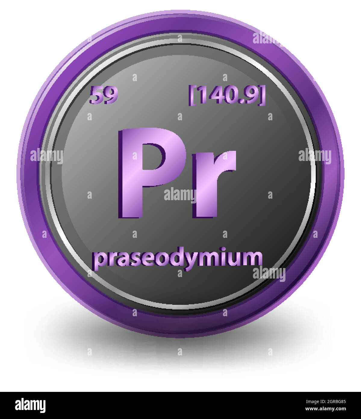 Praseodymium chemical element. Chemical symbol with atomic number and ...