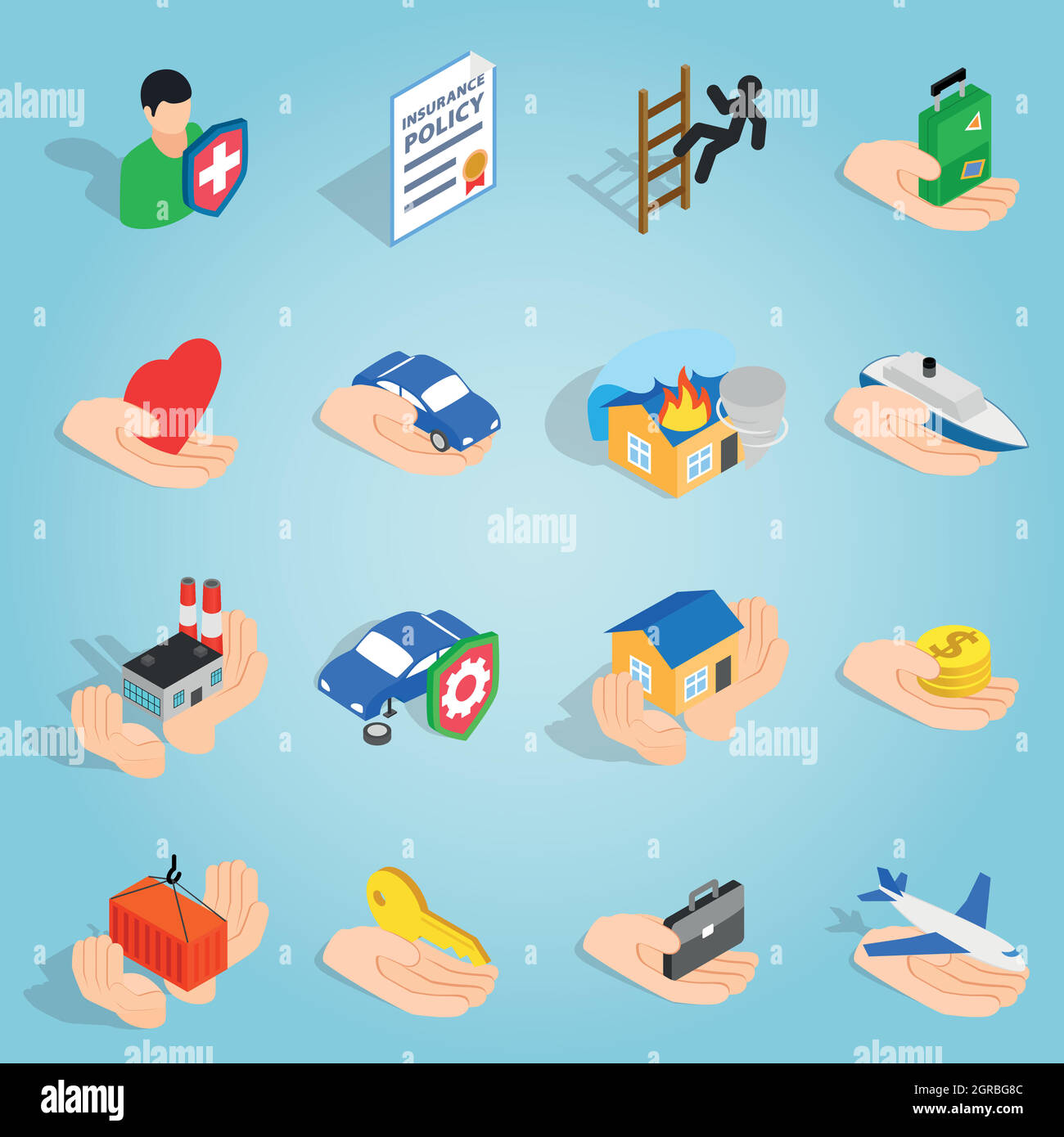 Insurance set icons, isometric 3d style Stock Vector Image & Art - Alamy