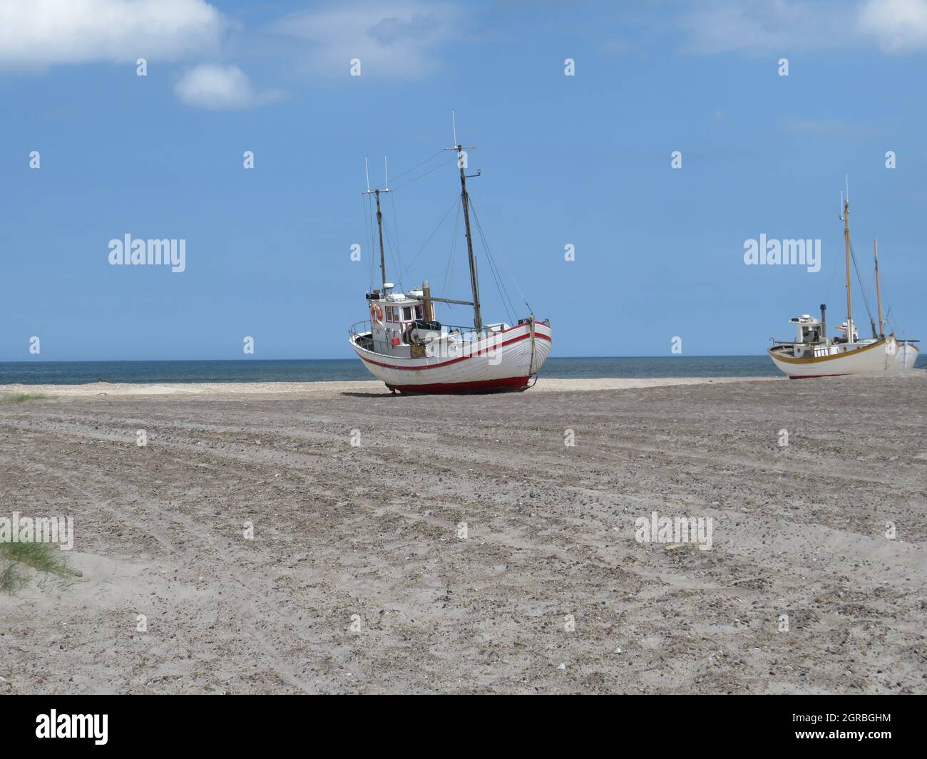 View Of Sailboat On Beach Stock Photo - Alamy
