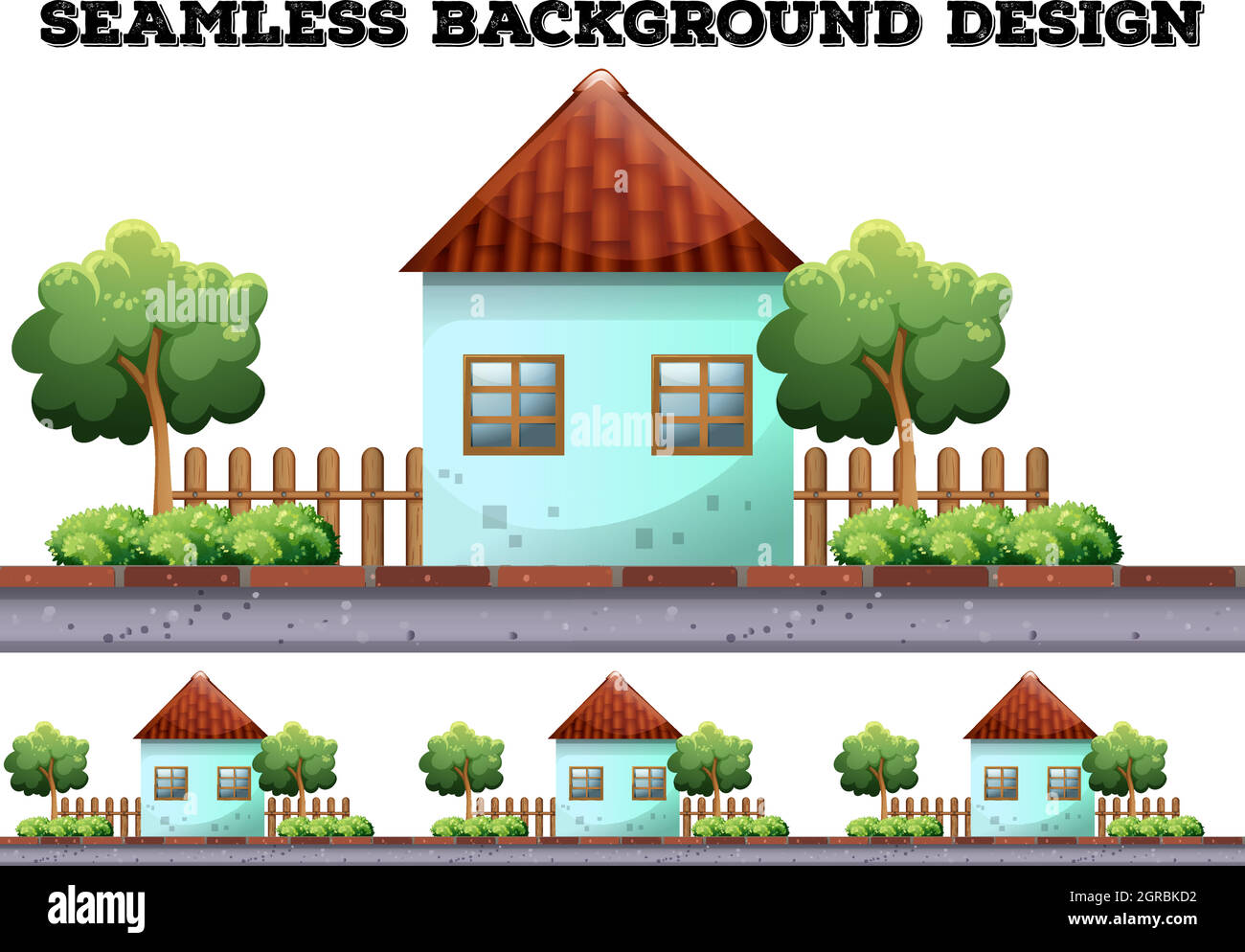 Seamless background with house on the road Stock Vector Image & Art - Alamy