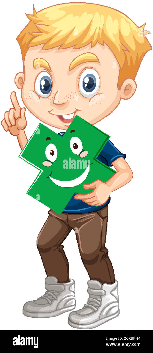 Cute young boy cartoon character holding math shape Stock Vector Image ...