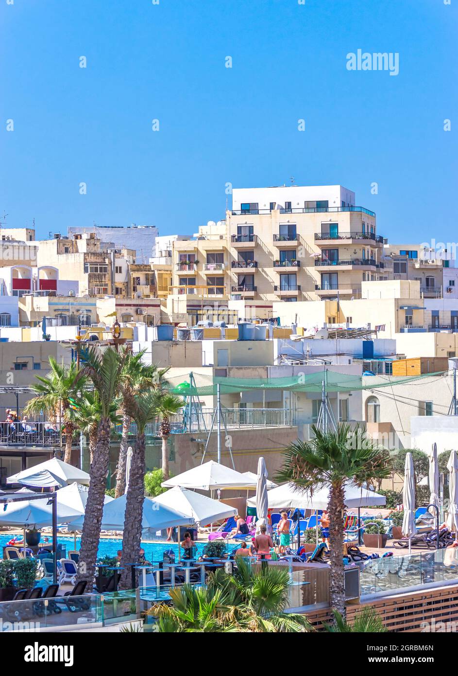 The inner part of the holiday complex - Bugibba, Malta Stock Photo - Alamy