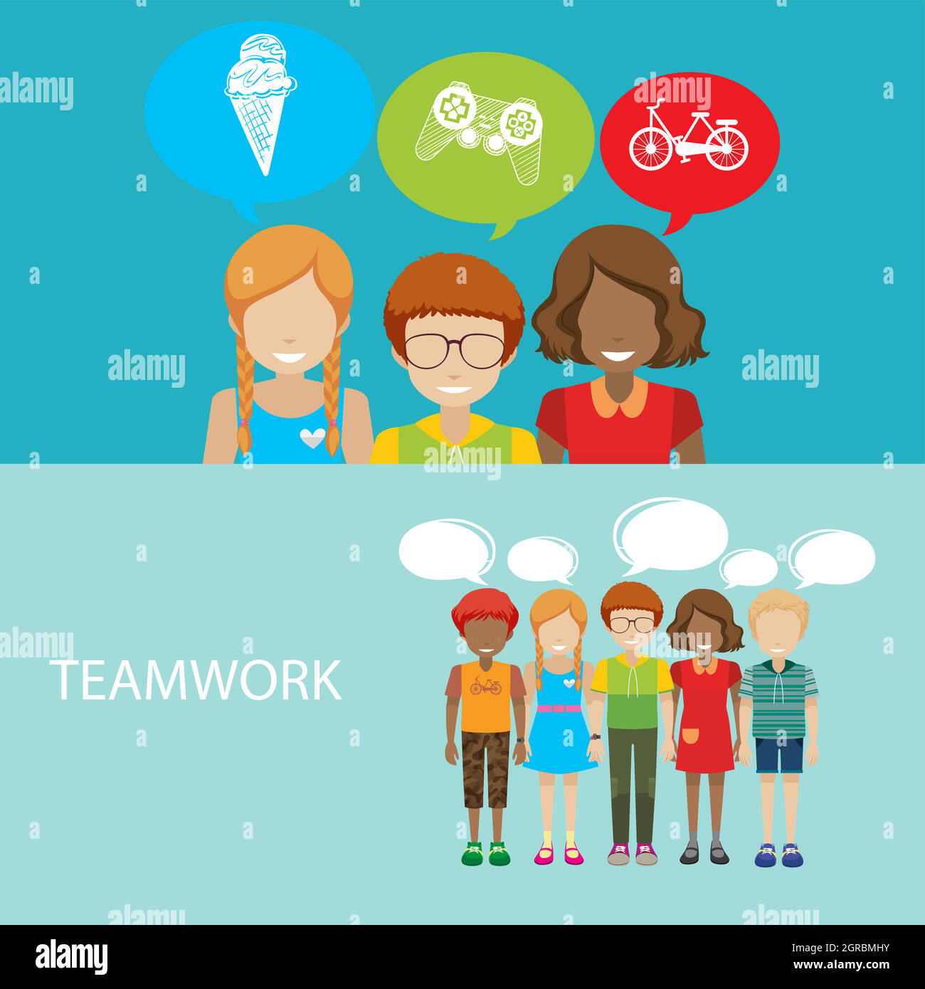 Infographic with children and teamwork Stock Vector Image & Art - Alamy