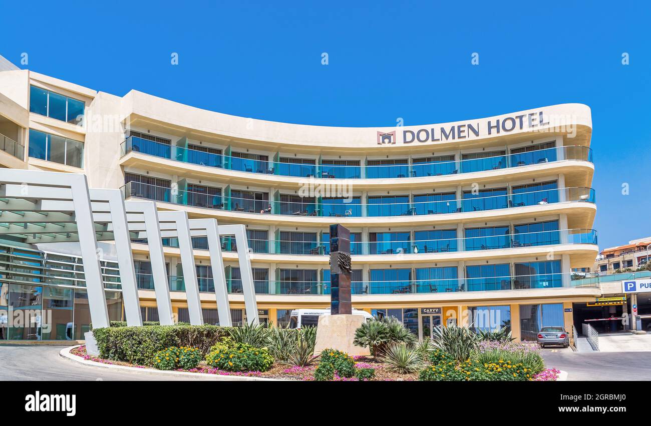 Modern architecture of Bugibba, popular tourist destination in the ...