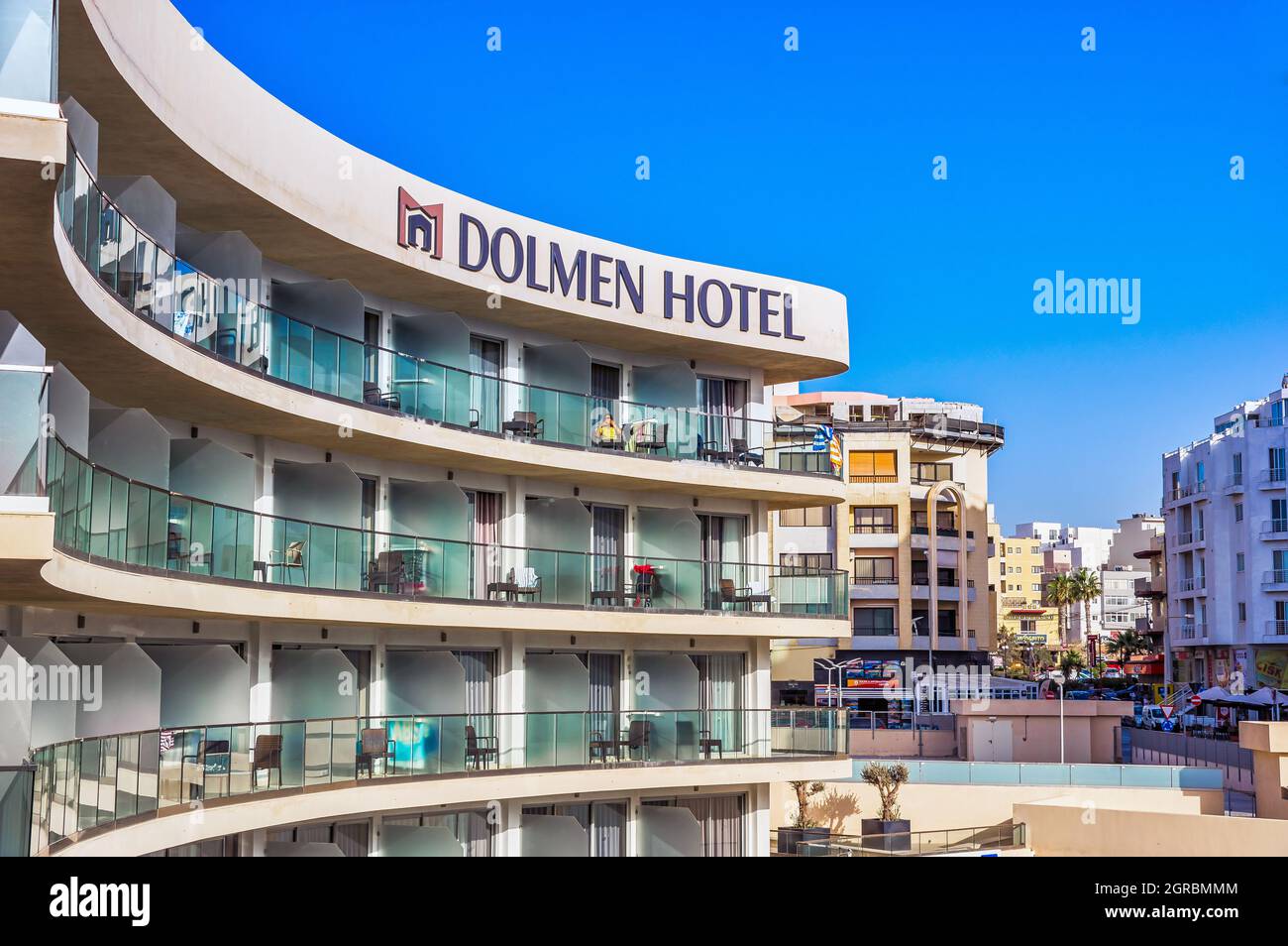 Modern architecture of Bugibba, popular tourist destination in the ...