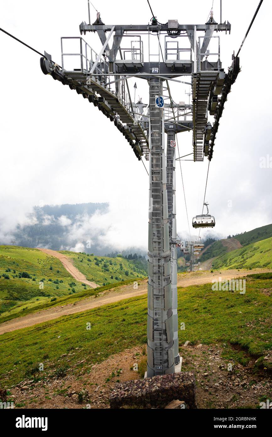 Chairlift in ski mountain resort at summer time Stock Photo - Alamy