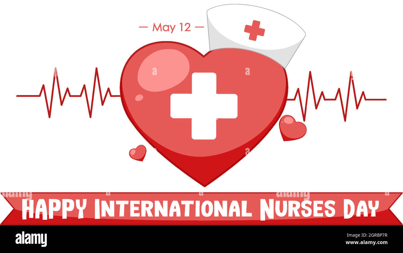 Happy International Nurses Day font with cross medical symbol Stock ...